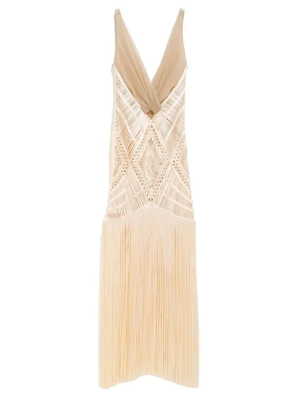 Attico Fringed Midi Dress - Ivory