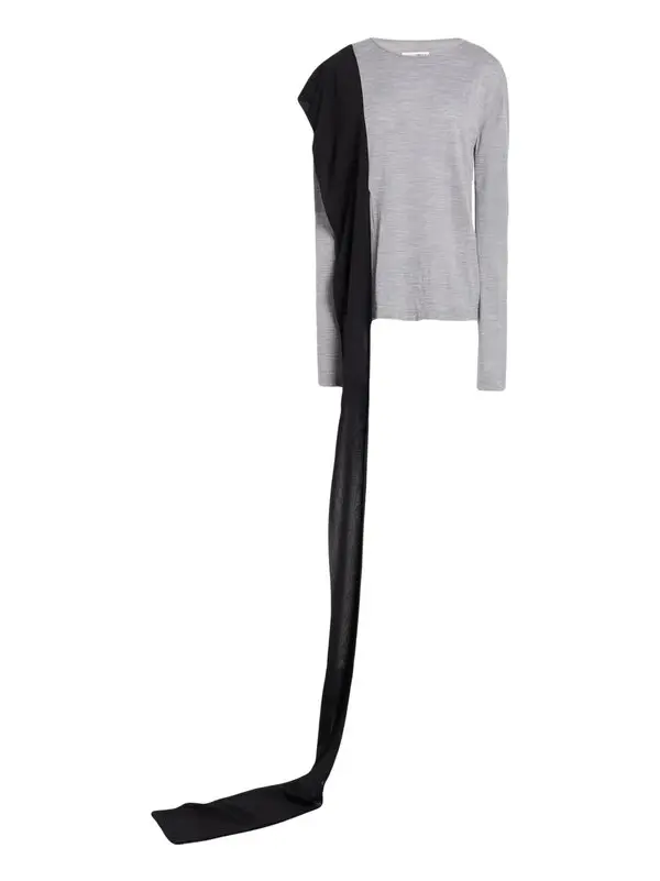 MAISON MARGIELA Solid-color Long-sleeve Crew Neck Top - Gray
