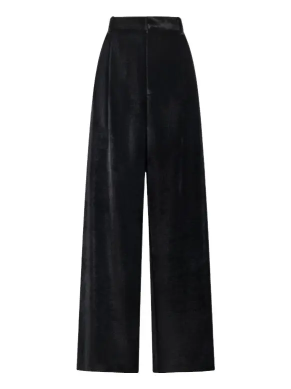 DARKPARK Danielle Velvet Wide-leg Trousers - Black