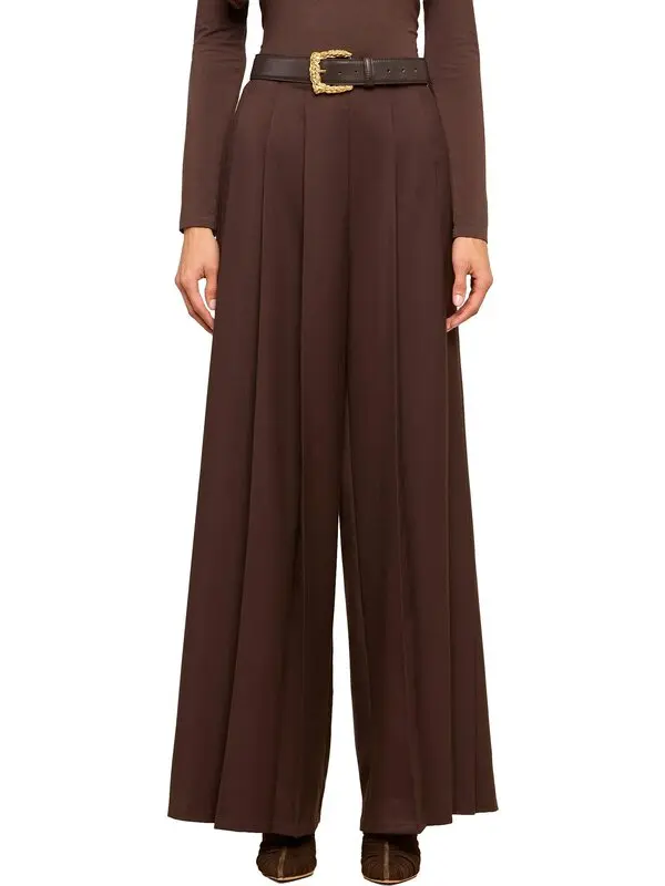 L'Agence Nova Pleated Wide-leg Pants - Dark Java