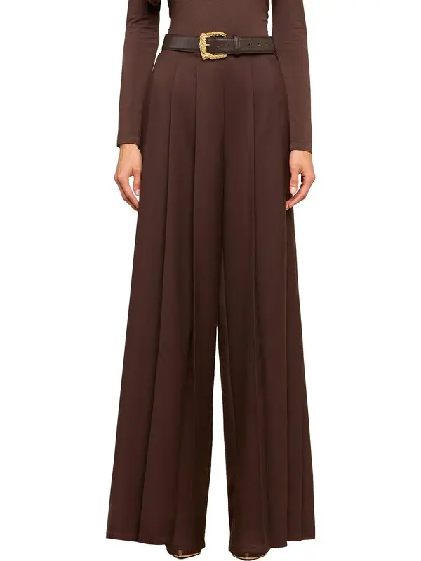 L'Agence Nova Pleated Wide-leg Pants - Dark Java