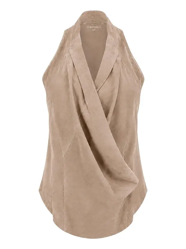 CURATORIA Fuste Suede Top - Tan