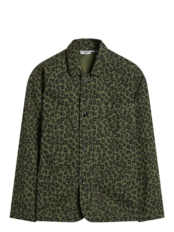 SERVICE WORKS Patterned Easy Chef Shirt - Green Leopard