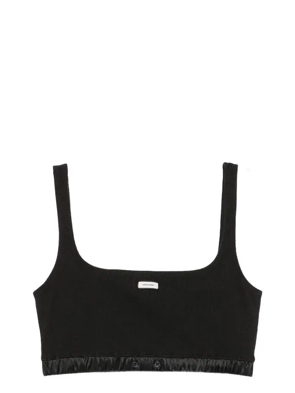 ENTIRE STUDIOS Square Neck Ribbed Shirt With Front-logo Patch, Poplin Insert & Two-button Detail - Nero