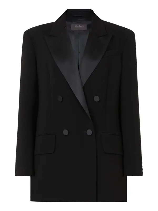 Max Mara Lightweight Satin-peak Lapel Tuxedo Blazer - Nero