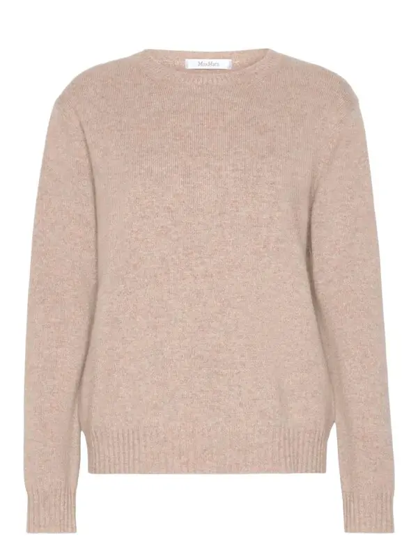 Max Mara Regular Fit Cashmere Crew-neck Sweater With Drop-shoulder Sleeves - Beige