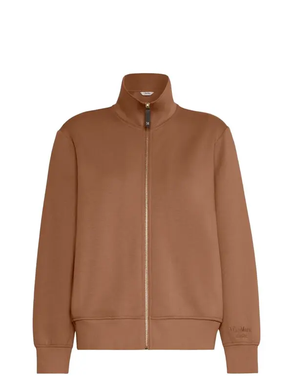 Max Mara Regular Fit High-neck Zip-front Sweater With Long Sleeves And Rib-knit Trim - Marrone