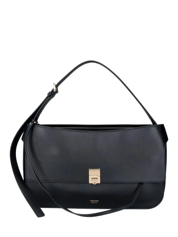 FERRAGAMO Small Leather Shoulder Bag - Black