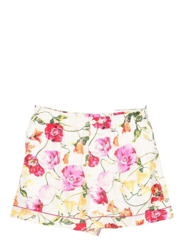 Kenzo Silk Button-front Mini Shorts With Side Pockets - Multicolor