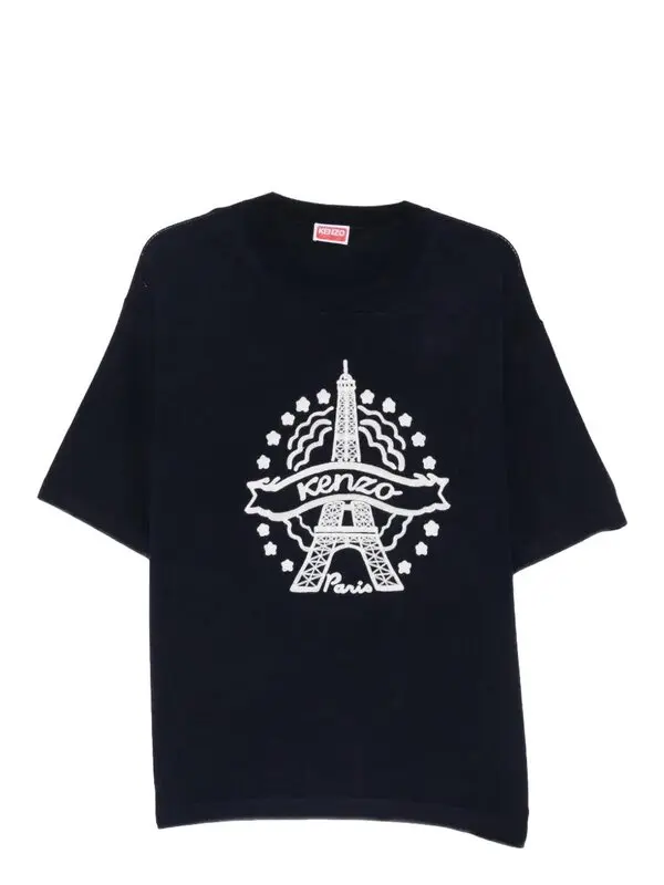 Kenzo Embroidered Front Crewneck Sweater - Blu