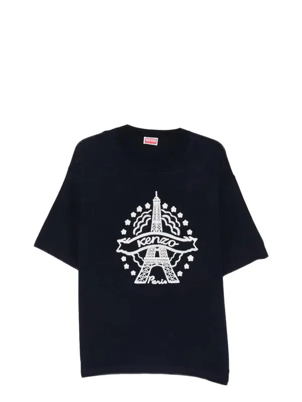 Kenzo Embroidered Front Crewneck Sweater - Blu
