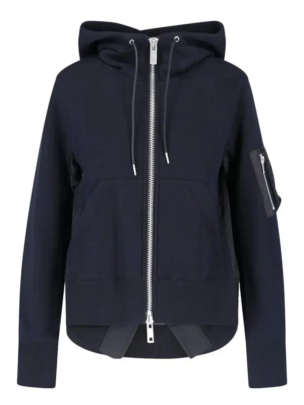 Sacai Zip-front Hooded Sweatshirt Jacket - Black