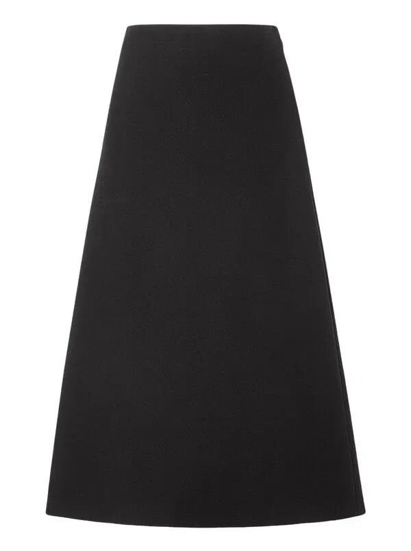 Fendi A-line Wool Blend Midi Skirt - Black