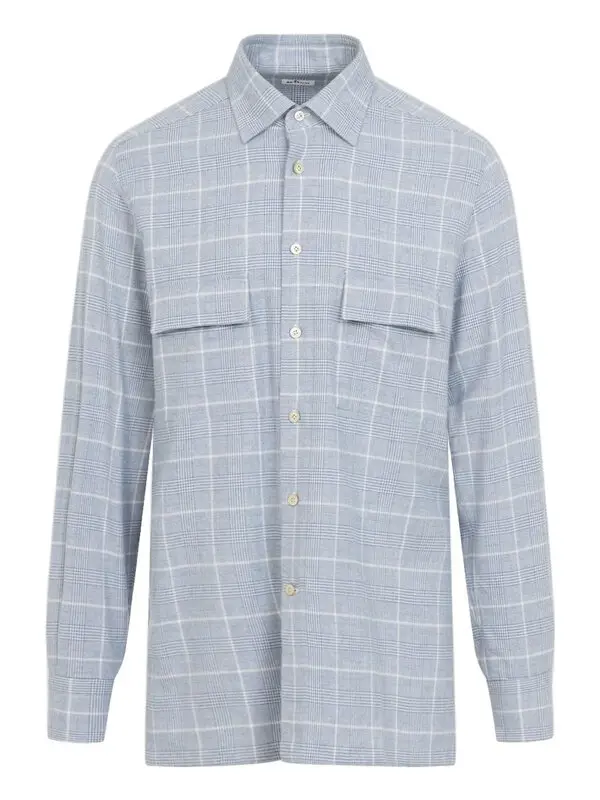 Kiton Plaid Button-up Shirt - Blue
