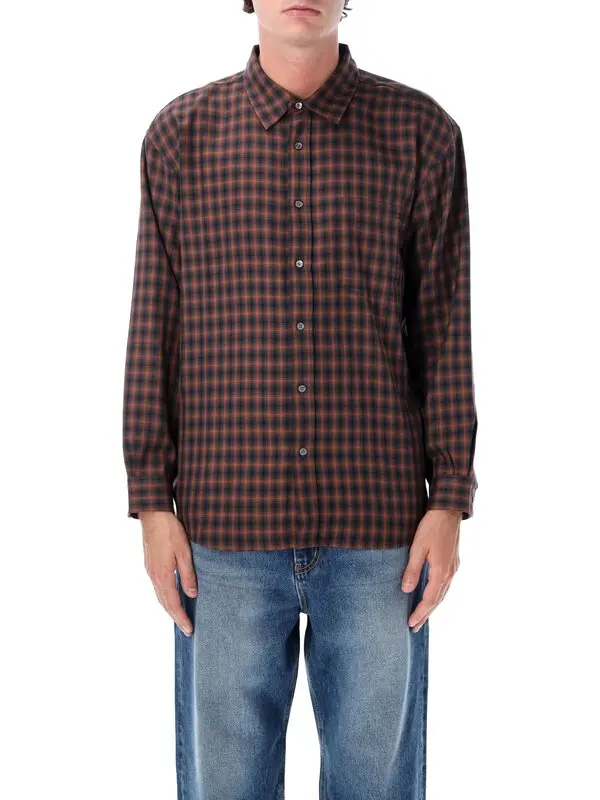 DUNST Plaid Button-up Shirt - Brick