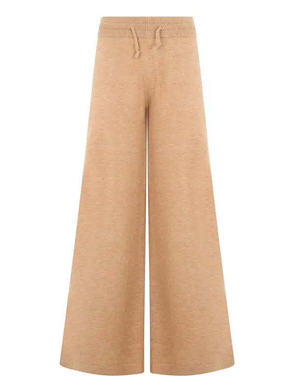 AUTRY Loose Wool-cashmere Pants With Elastic Waist And Wide-leg Silhouette - Beige