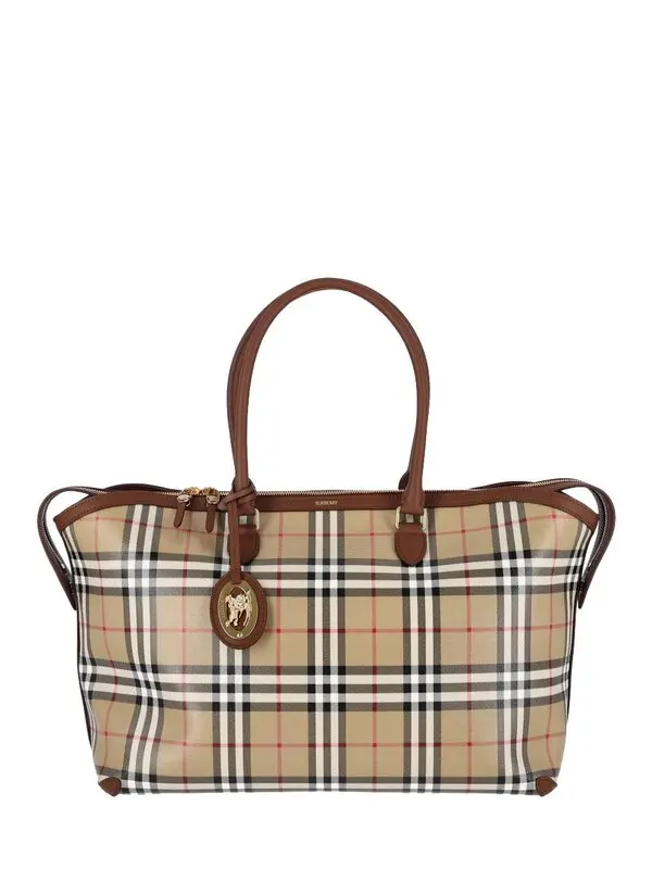 Burberry Check Canvas Tote Bag - Beige