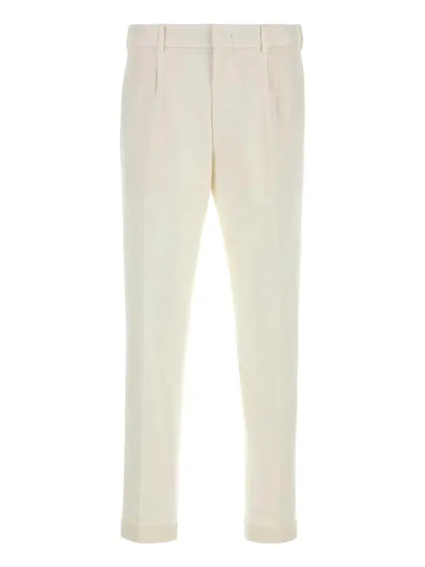 CELLAR DOOR Ivory Stretch Cotton Cambridge Pant - White