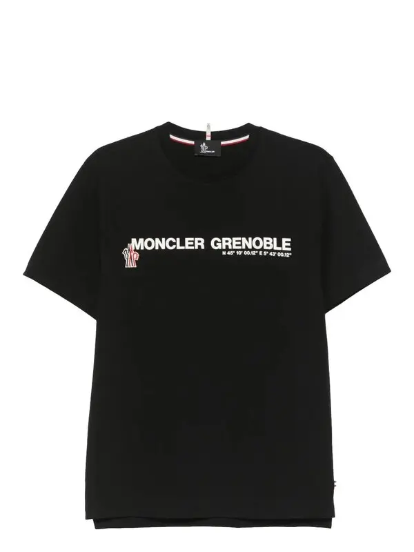 Moncler Crew Neck T-shirt With Grenoble Print - Nero