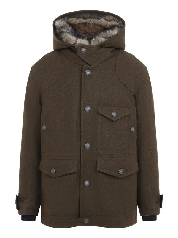 Moncler Grenoble Cooper Wool Blend Jacket With Lamb Fur Trim - Brown