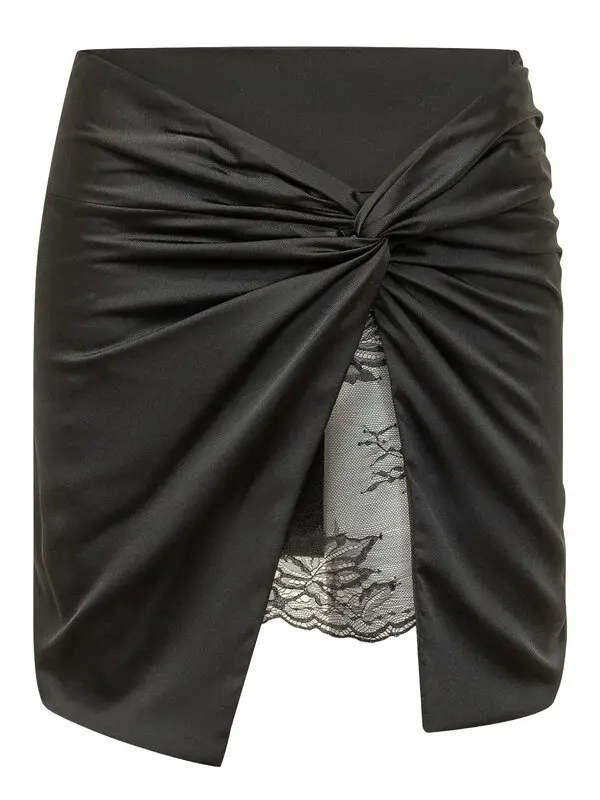 ACTUALEE Satin Mini Skirt - Nero