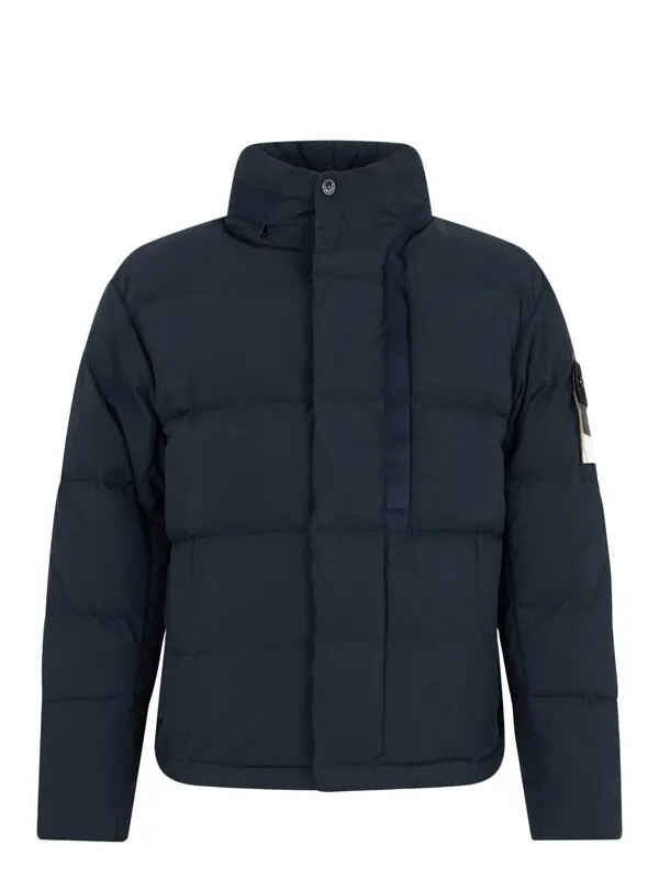 Stone Island Padded Down Jacket With Logo - Blue