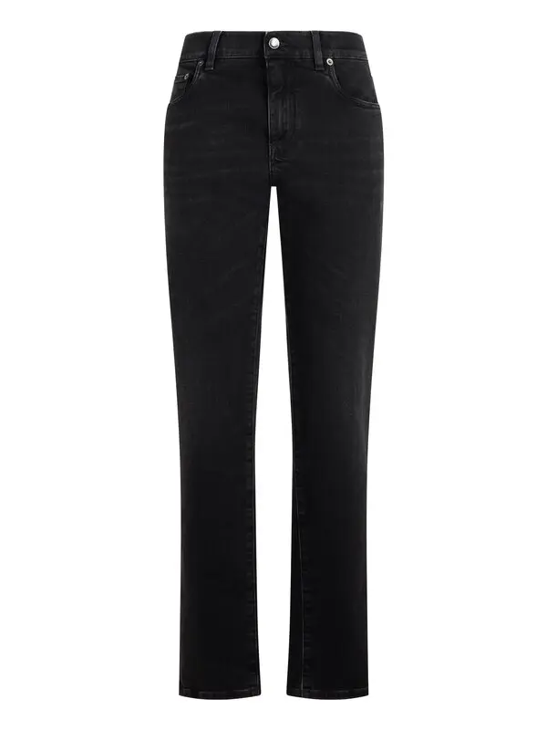 Dolce & Gabbana Slim-fit Straight-cut Jeans With Zip & Button Closure - Black