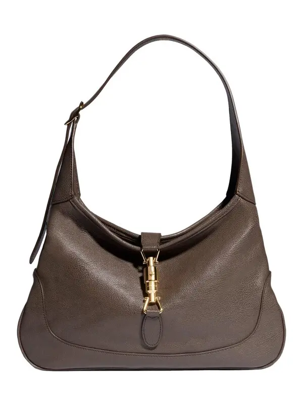 Gucci Mini Leather Shoulder Bag With Adjustable Handle, 9.8-11.4" Drop, Piston Closure, Made In Italy - Grigio