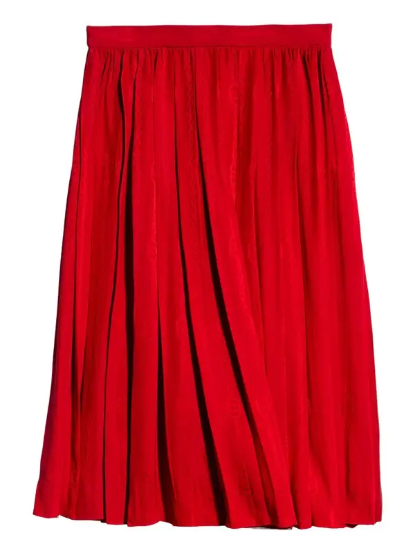 Gucci Interlocking G Chain Silk Jacquard Pleated Skirt, Unlined, Regular Fit - Rosso