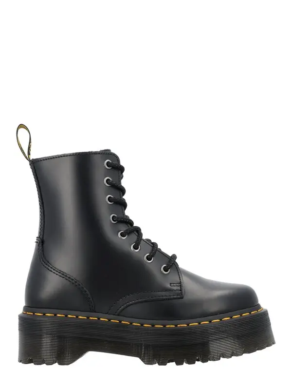 Dr. Martens Jadon Polished Smooth Leather Platform Boots With Inside Zip, 8-eye Stacked Sole - Nero