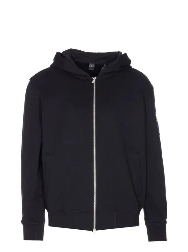 Moose Knuckles Cotton French Terry Zip Hoodie With Attached Hood And Rib-knit Cuffs - Nero