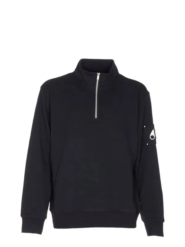Moose Knuckles High-neck Cotton Half-zip Sweatshirt - Nero