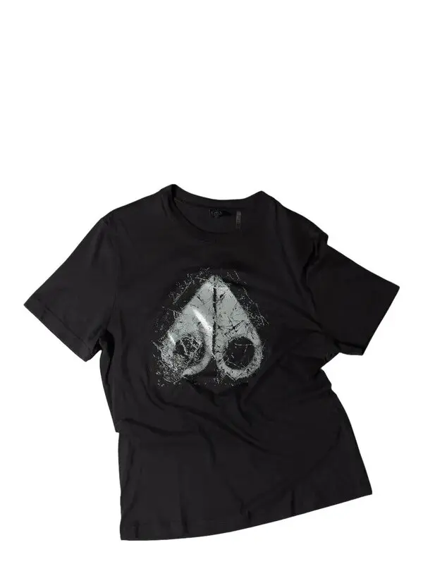 Moose Knuckles Soft Pima Cotton Slim Crewneck T-shirt With Rib-knit Collar & Logo Print - Nero