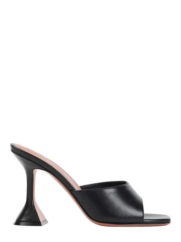 Amina Muaddi Lupita 9.5cm Nappa Leather Heel Slipper - Black