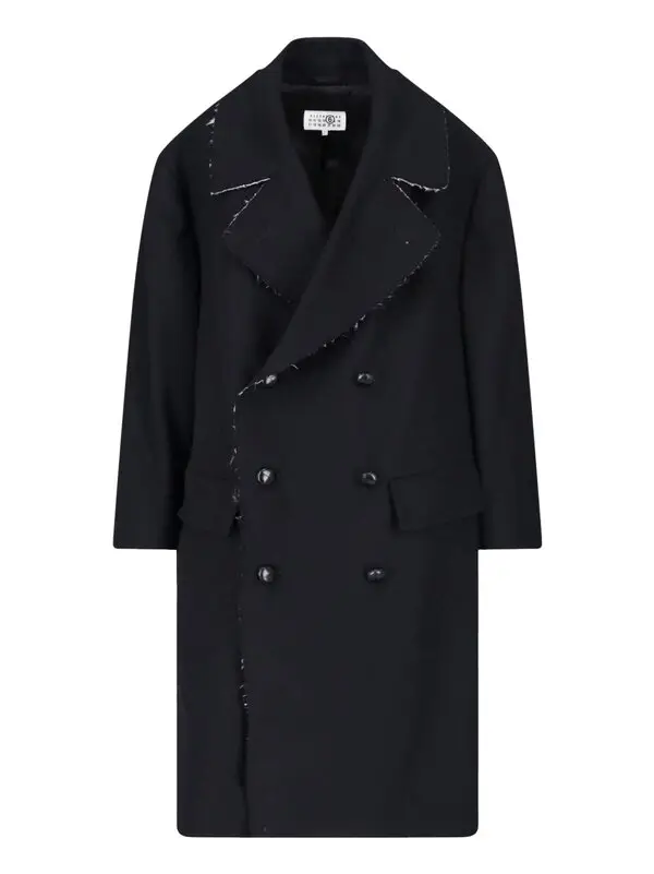 MAISON MARGIELA Distressed Double-breasted Wool Coat - Black