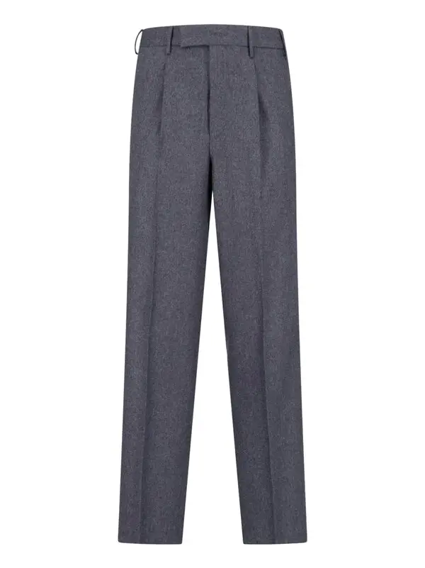 PT TORINO Pleated Wool Trousers - Grey