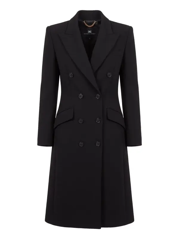 Elisabetta Franchi Tailored Double-breasted Long Coat - Nero