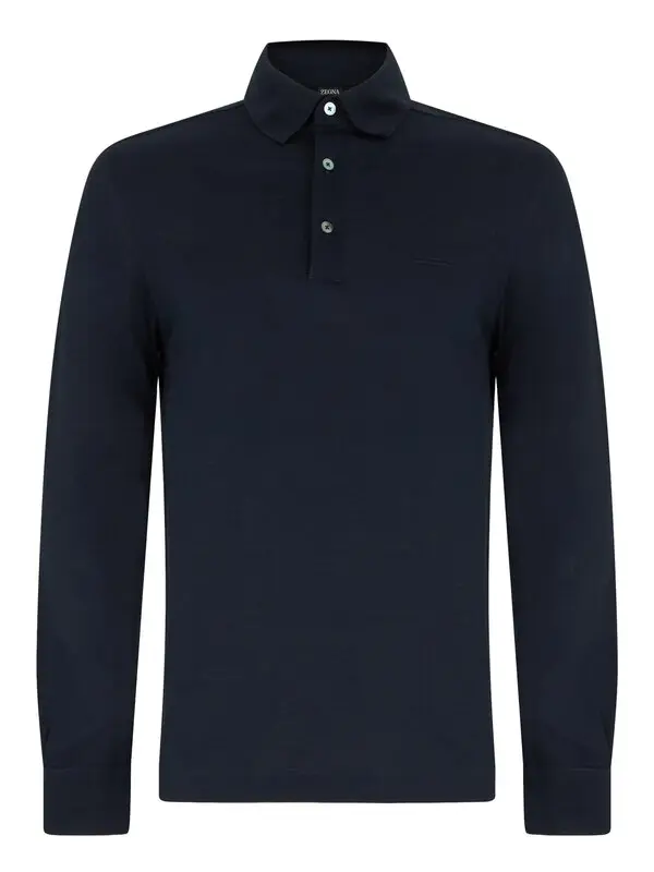 Zegna Long Sleeve Polo Shirt For - Blue