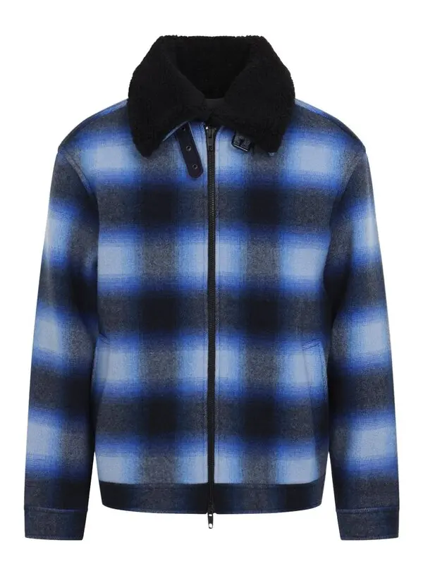 Balenciaga Flannel Bomber Jacket In 100% Virgin Wool - Blue