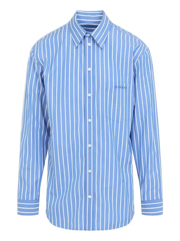 Balenciaga Regular Fit Cotton Shirt - Blue