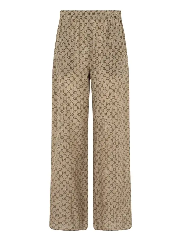 Gucci Loose Silk Crepe Trousers - Beige