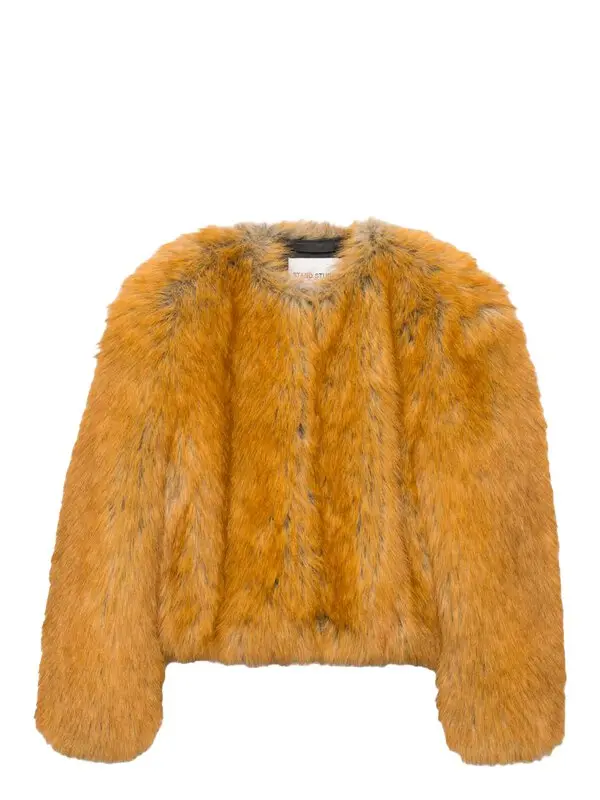 STAND STUDIO Voluminous Sleeves Crewneck With Side Pockets And Zip Closure - Marrone