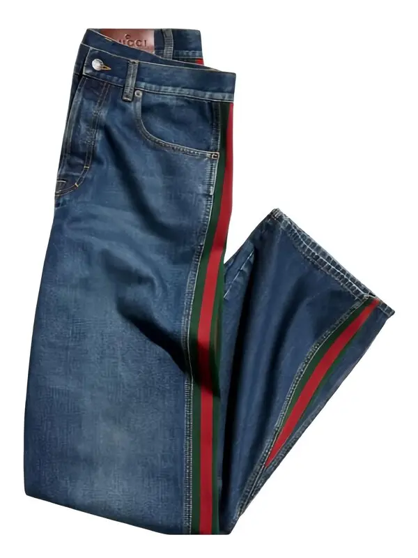 Gucci Web-stripe Jeans For - Blue