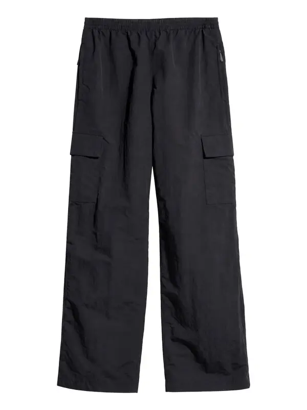 Gucci Interlocking G Embroidered Drawstring Elastic Waist Cargo Track Pants With Zip Pockets 100% Polyester - Nero