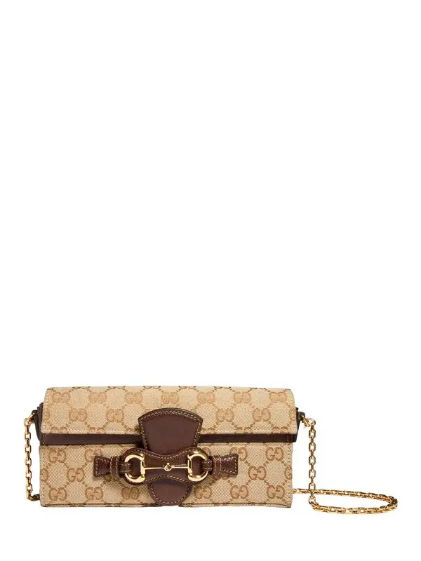 Gucci Horsebit Mini Flap Shoulder Bag With Detachable Chain Strap - Beige