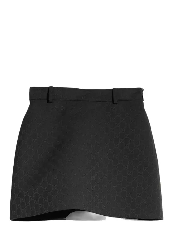 Gucci Lined Mini Skirt With Belt Loops And Hidden Zip - Nero