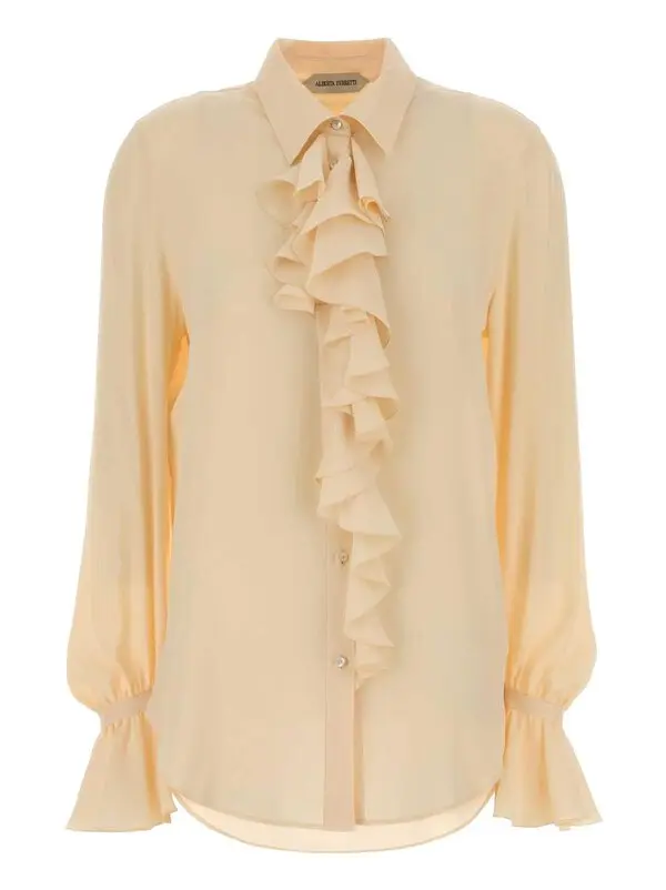 Alberta Ferretti Peach Crepe Mini Shirt - Orange