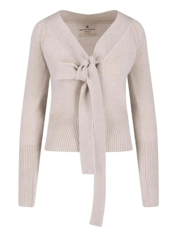 Ermanno Scervino Cashmere Tie-front Cardigan Sweater - Beige