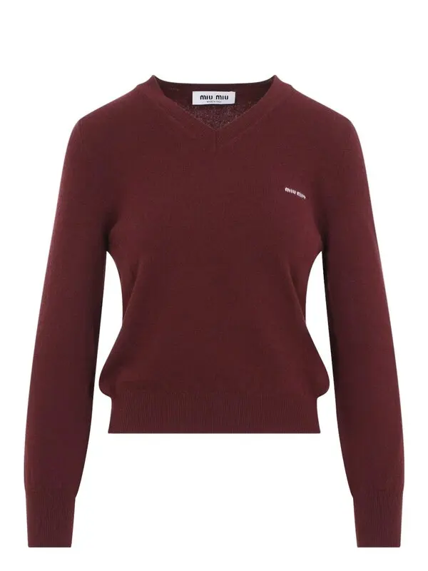 Miu Miu V-neck Virgin Wool Sweater - Red