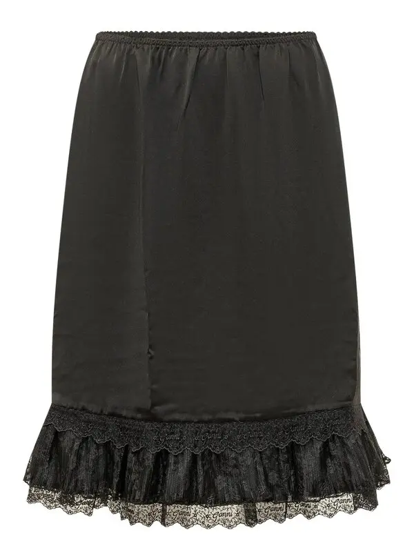 GANNI Fluid Frill Skirt - Black